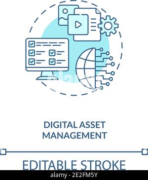 Digital asset management system turquoise concept icon Stock Vector ...