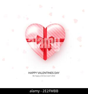 Heart 3d with silk pink bow isolated on white. The concept of ...