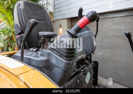 Excavator controls and levers on a mini excavator, Sydney,Australia ...