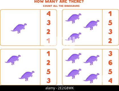 Dinosaur counting game. Math activity for preschool children with dinos ...