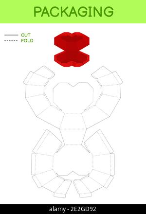 Heart packaging box die cut template. laser cut lines. Cut and Fold ...