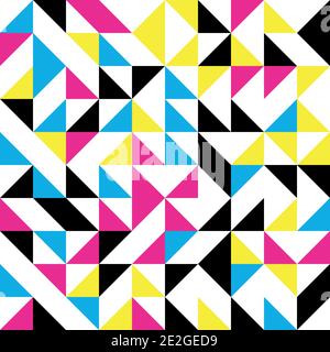 Abstract mosaic of right triangles. CMYK color right triangles ...