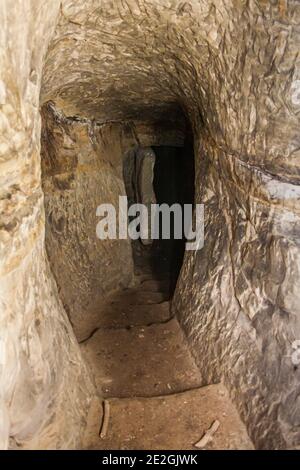 Secret hand carved caves in the grounds of Hever Castle, Kent Stock ...
