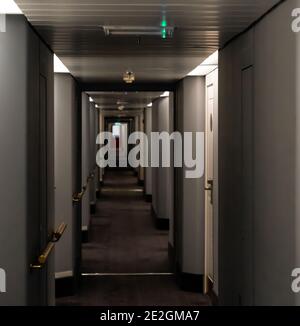 Corridor inside a large ship Stock Photo - Alamy