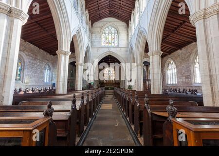 Nave an aisle in the interior of the ancient 13th century All Saints ...
