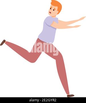 Scared running girl icon. Cartoon of scared running girl vector icon ...