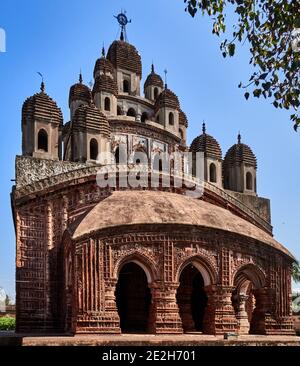 Kalna City, West Bengal, India. The ruins of the octogonal temple ...