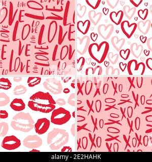 Love and Valentine Day seamless pattern vector illustration. Hand drawn ...