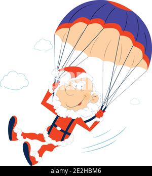 Cartoon skydiver isolated illustration. Comic skydiver derives ...