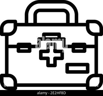 First aid kit line and solid icon. Doctor medical bag box outline style ...