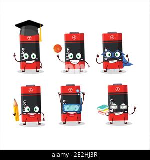 Li ion battery cartoon character with love cute emoticon. Vector ...