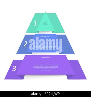 Infographic pyramid. The triangle diagram is divided into 3 parts. Business strategy, project ...