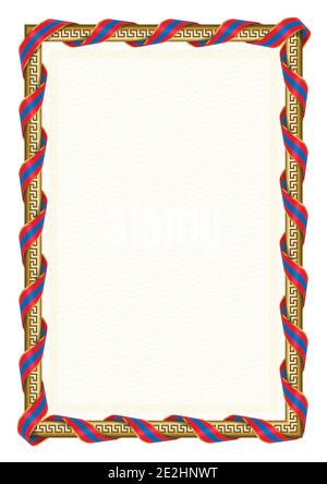 Vertical frame and border with Mongolia flag, template elements for ...