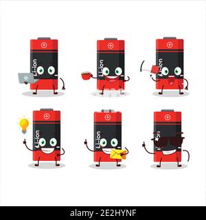 Li ion battery cartoon character with various angry expressions. Vector ...