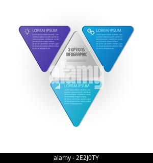 Triangle infographics. The triangle diagram is divided into 3 parts ...