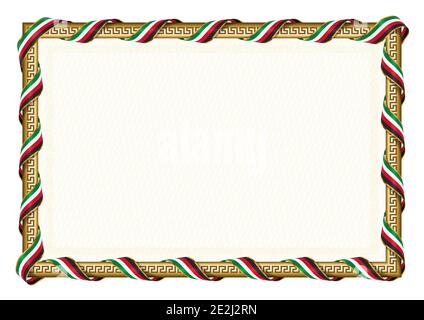 Horizontal frame and border with Kuwait flag, template elements for ...