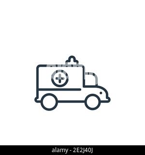 Ambulance car outline from black lines isolated on white background ...