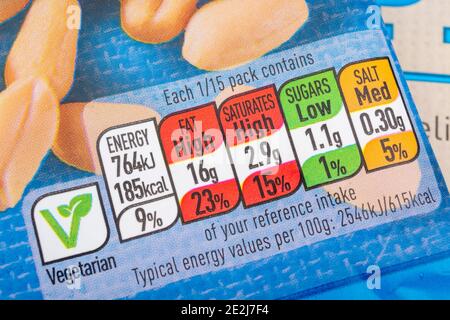 ASDA salted peanuts food packaging displaying dietary nutrition ...