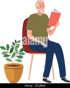 man reading book seated character Stock Vector Image & Art - Alamy