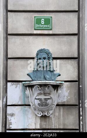 Ljubljana, Slovenia. Bust of Marko Gerbec (Marcus Gerbezius - Slovenian ...