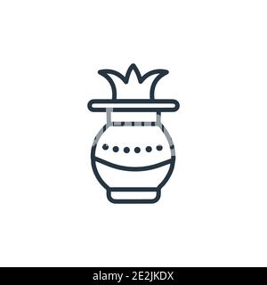 Kalash with coconut icon Black line art vector in black and white ...