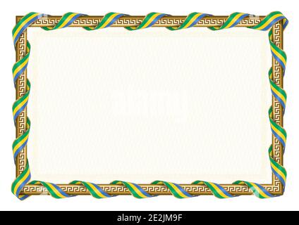 Horizontal frame and border with Gabon flag, template elements for your ...