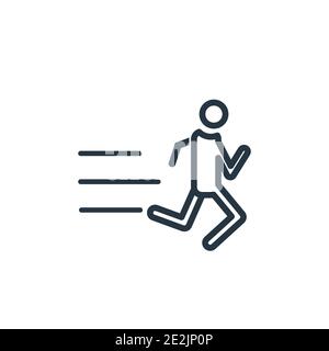 Outline of running people from black lines isolated on white background ...