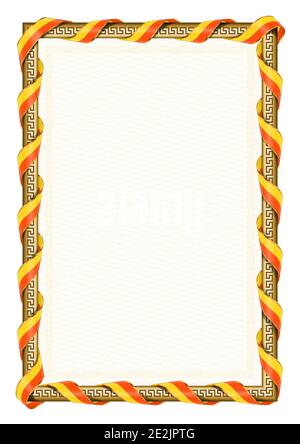 Vertical frame and border with Bhutan flag, template elements for your ...