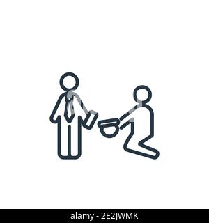 Begging hand gesture linear icon. Thin line illustration. Outstretched ...