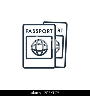 International passport linear icon. Thin line illustration. Contour ...