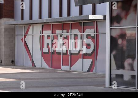 Cincinnati Reds logo at Goodyear Ballpark their spring training ...
