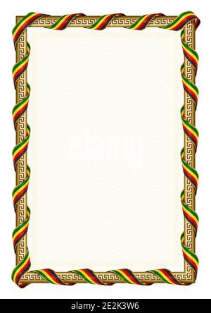 Vertical frame and border with Zimbabwe flag, template elements for ...