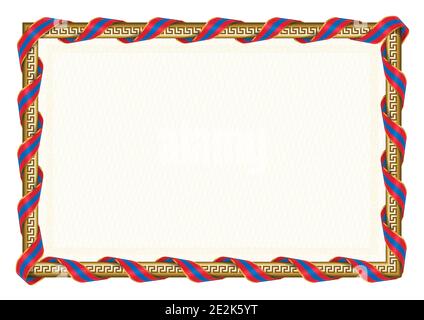 Horizontal frame and border with Mongolia flag, template elements for ...