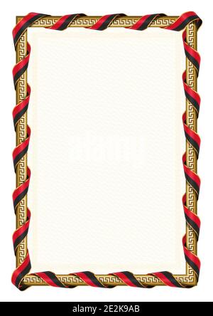 Vertical frame and border with Papua New Guinea flag, template elements ...