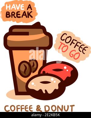 Vector Isolated Illustration of a Coffee Take Away Set, with two paper ...