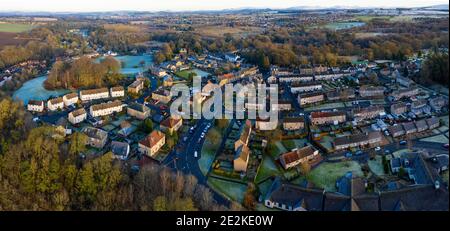 Aerial panoramic view of Mid Calder, West Lothian, Scotland Stock Photo ...