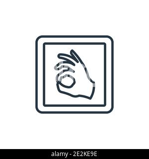 Deaf sign language white linear icon for dark theme Stock Vector Image ...