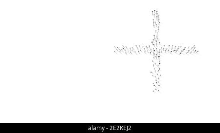 Glossy gold Plus symbol on white background. 3d illustration with ...