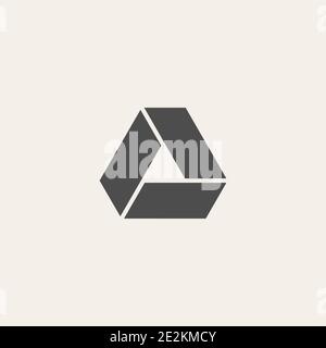 Penrose triangle icon. Geometric 3D object optical illusion. Black ...