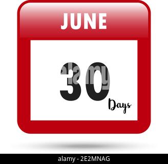 Icon calendar day - 30 June. 30 days of the month, vector illustration ...
