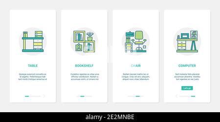 Workplace design onboarding mobile app page screen with concepts Stock ...