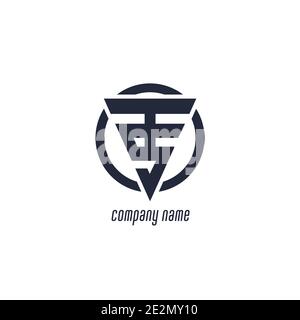 TS logo with triangle shape and circle rounded design template isolated on white background ...