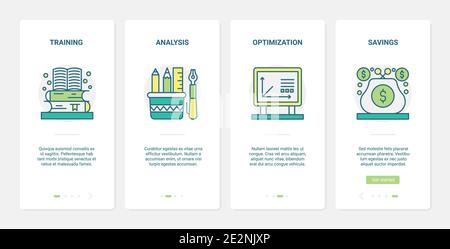 Startup education onboarding mobile app page screen with linear ...