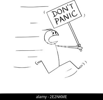 Shocked man in panic. Scared surprised confused man. Hand drawn ...