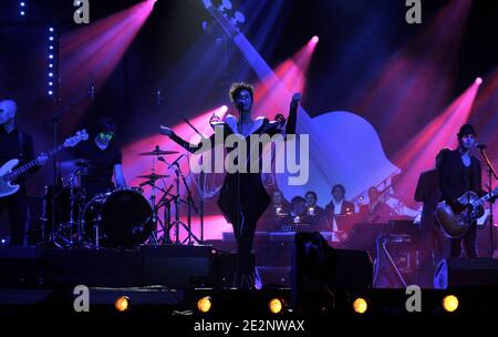 Singer Sliimy performing during the 25th 'Victoires de la Musique ...