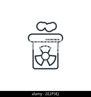 Outline of a nuclear power plant from black lines isolated on a white ...
