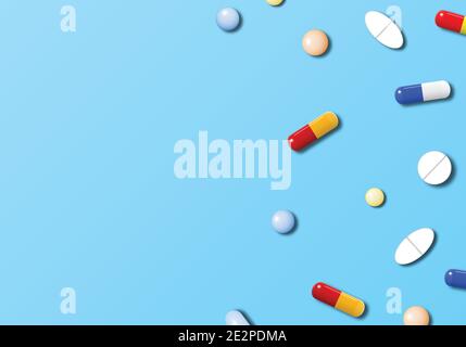 Medicines on light blue background Stock Vector Image & Art - Alamy