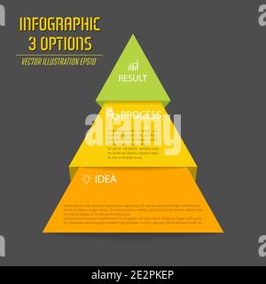 Triangle infographics. The triangle diagram is divided into 3 parts ...