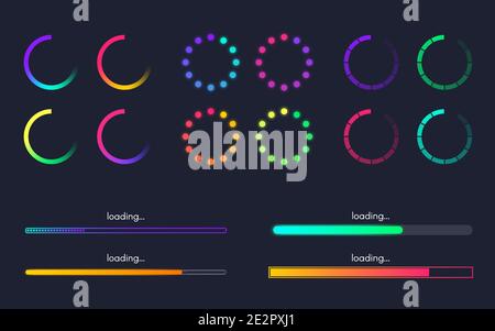 Loading circles set. Load icon isolated. Vector illustration. Loader vector round icons Stock ...