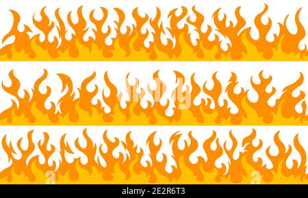 Cartoon fire flame frame borders. Parts of the frame can be seamlessly ...